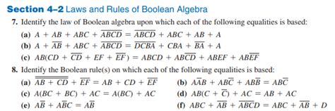Solved Identify The Law Of Boolean Algebra Upon Which Each