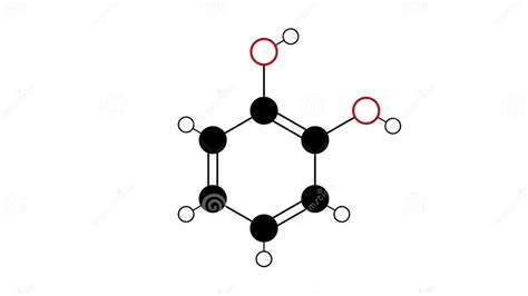 Catechol Molecule Structural Chemical Formula Ball And Stick Model