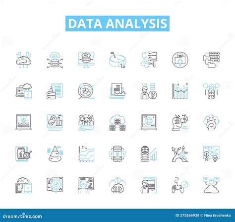 Data Analysis Linear Icons Set Analytics Big Data Insights Metrics Visualization