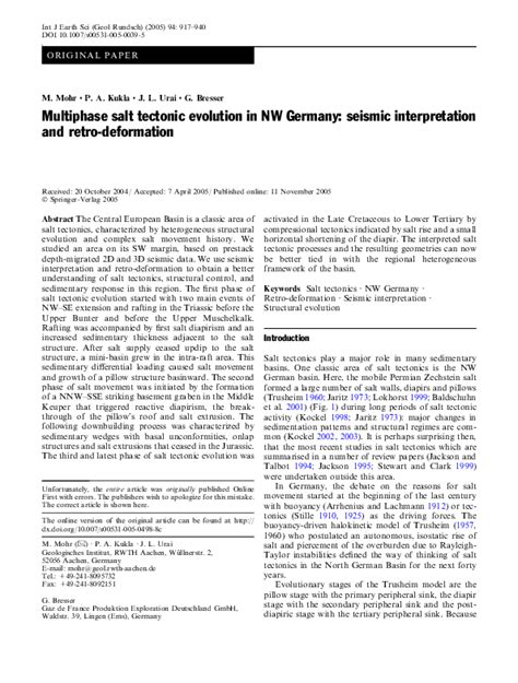 Pdf Multiphase Salt Tectonic Evolution In Nw Germany Seismic