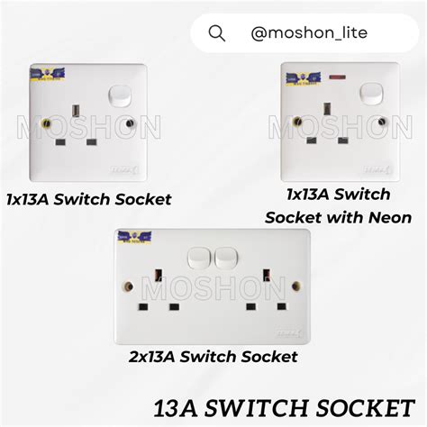 1x13a 2x13a 13a With Neon Switch Socket Outlet Wall Socket Switches