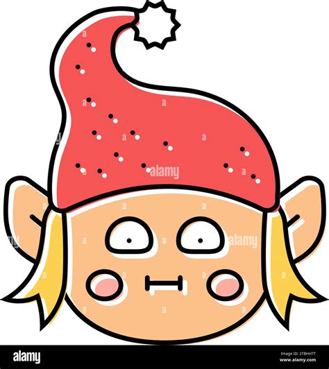 Head Elf Cute Xmas Color Icon Vector Illustration Stock Vector Image