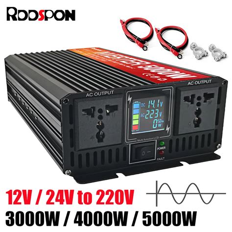 RDDSPON Pure Sine Wave Inverter 3000W 4000W 5000W Double Socket LCD