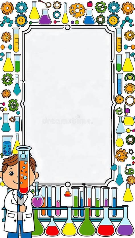 Science Themed Border Design With Light Blue Frame And Water Droplet Patterns Stock Illustration