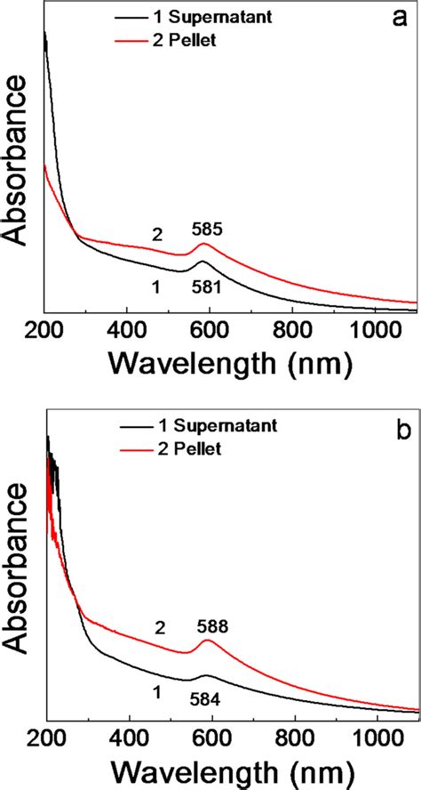 Uvvis Absorption Spectra Recorded Supernatant A 1 And Pellet 2