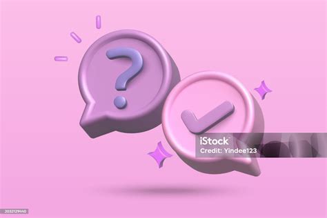 보라색 배경에 3d 물음표와 확인 표시 아이콘 벡터 일러스트 레이 션 디자인 질문과 답변 개념입니다 0명에 대한 스톡 벡터 아트
