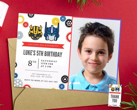 Transformer Invitation Bumblebee Robot Birthday Party Invite Optimus