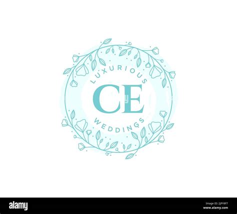 Ce Initials Letter Wedding Monogram Logos Template Hand Drawn Modern