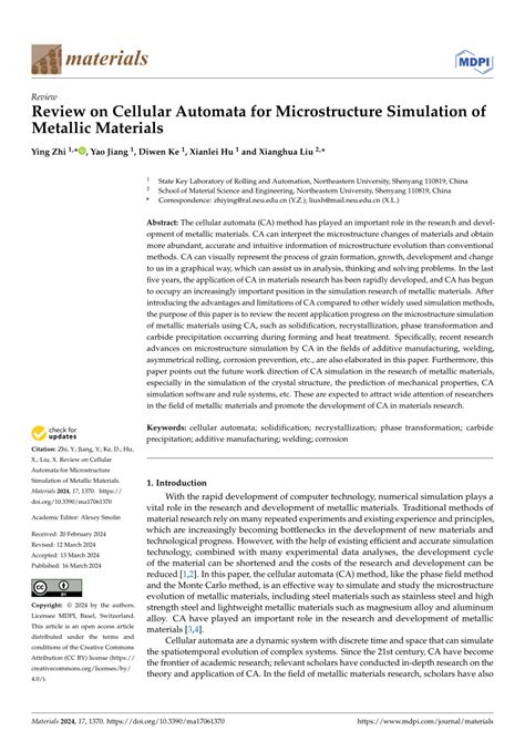 Pdf Review On Cellular Automata For Microstructure Simulation Of