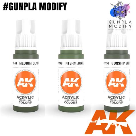 Ak Interactive 3g สีอะคริลิคสูตรน้ำ 17 Ml Medium Olive Green
