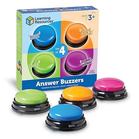 Learning Resources Answer Buzzers Set Of 4 Ages 3 Assorted Colored Buzzers Game Show