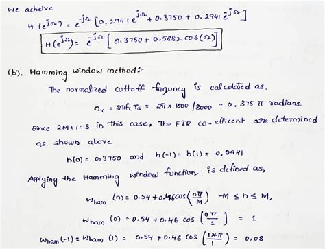 Solved Design A 3 Tap FIR Lowpass Filter With A Cutoff Frequency Of