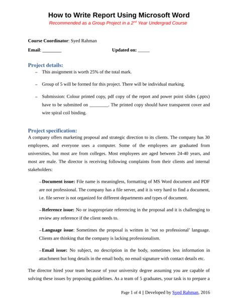 Pdf How To Write A Report Assignment Template For Assignment Report