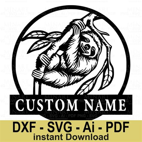 Custom Sloth Laser Cut File Jungle Wall Art Digital Download Etsy