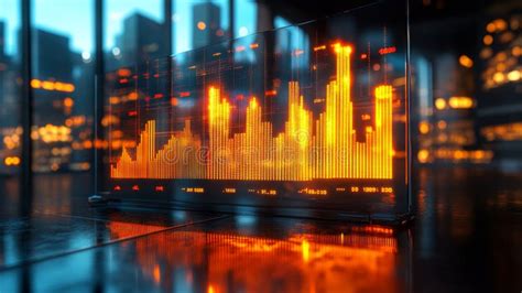 Digital Financial Data Display With Vibrant Colors In A Modern City Setting During Twilight