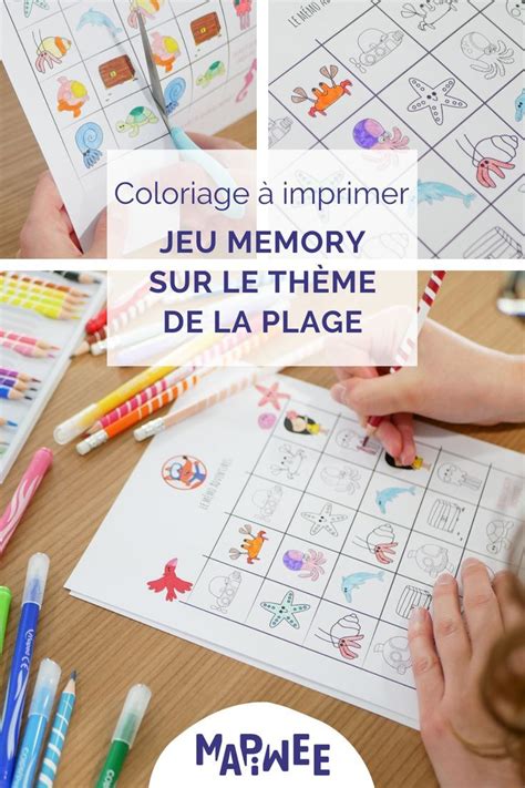 Jeu Memory à imprimer et colorier sur le thème de la plage Jeux Jeux