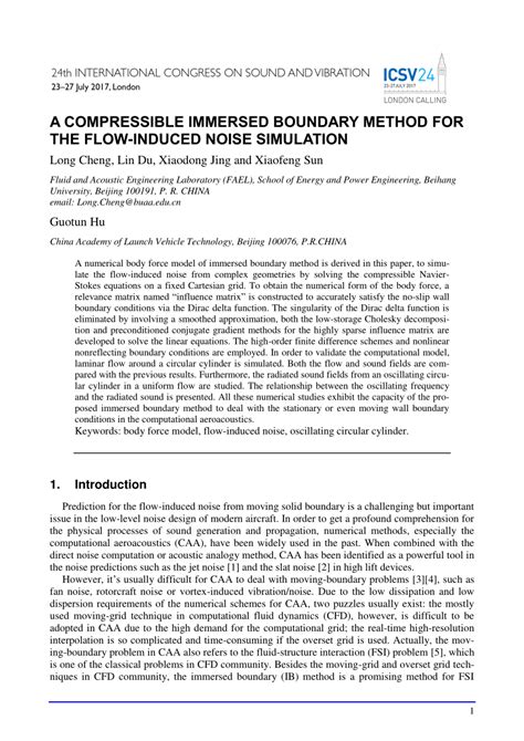 Pdf A Compressible Immersed Boundary Method For The Flow Induced