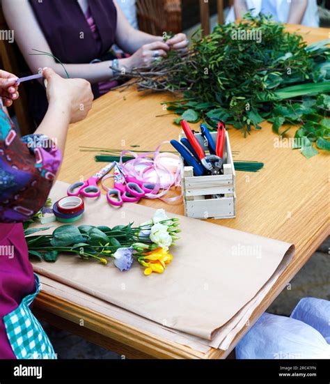 Beautiful Girl Florist Conducts A Master Class On Her Art In The