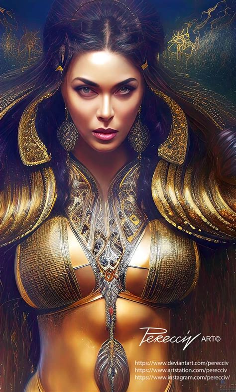 Warrior Girl In Golden Armor By Perecciv On Deviantart