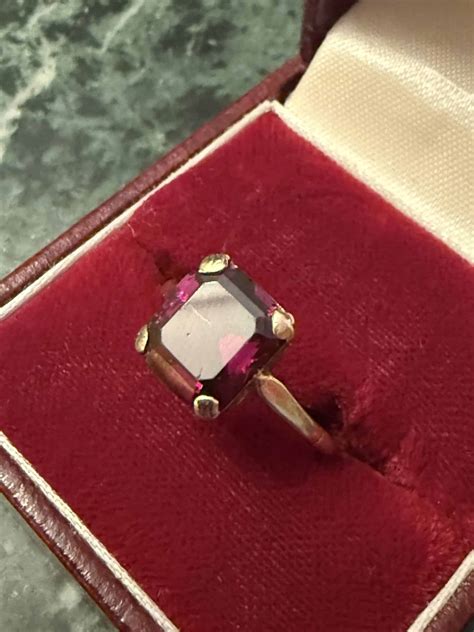 Vintage Tourmaline Ladies 9ct Gold Ring Rustic Retro