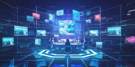 A Virtual Reality Meeting Room With Avatars Interacting And Sharing