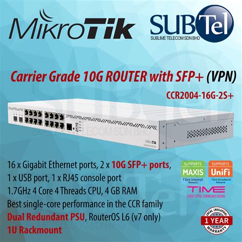 Mikrotik Ccr2004 16g 2s Carrier Grade Cloud Core Gigabit Router Sfp