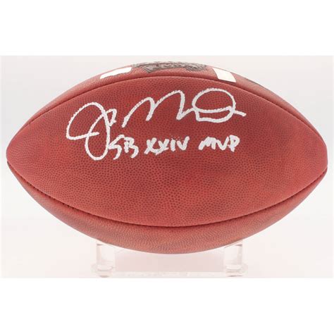 Joe Montana Signed Super Bowl Xxiv Logo Football Inscribed Sb Xxiv Mvp
