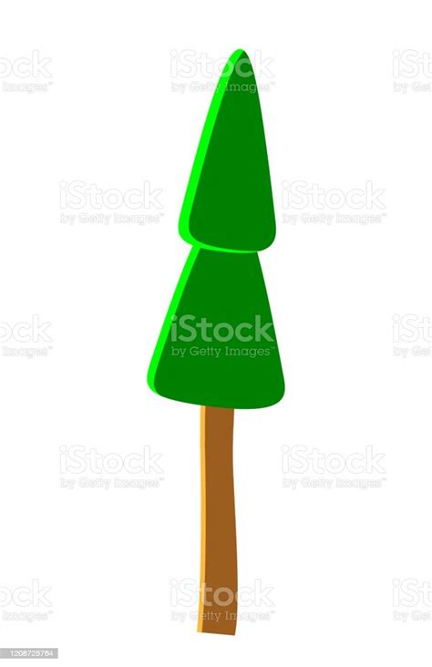 벡터 녹색 응비 나무입니다 게임 Ui 플랫 로고 디자인 2d 게임 또는 엽서를 구축하기위한 양식에 일치시키는 가문비 나무 0명에 대한 스톡 벡터 아트 및 기타 이미지