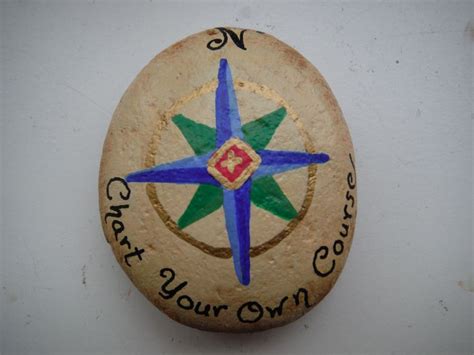 Compass Painted Rocks Craft Rock Crafts Rock And Pebbles
