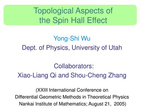 Ppt Topological Aspects Of The Spin Hall Effect Powerpoint Presentation Id835508