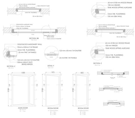 Door Elevation And Section Detail Autocad Dwg File