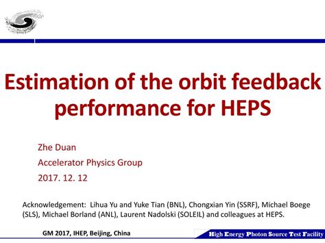 Estimation Of The Orbit Feedback Performance For Heps Ppt Download