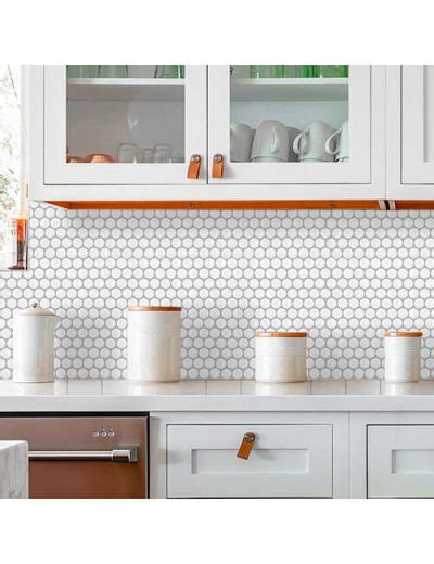 Peel And Stick Vinyl White Penny Tile Backsplash Clever Mosaics