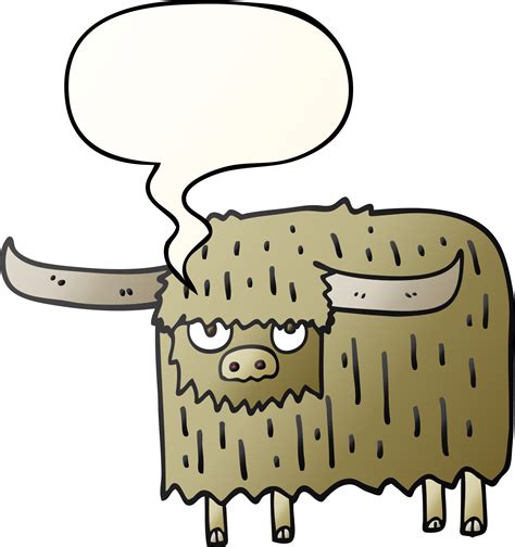 Cartoon Hairy Cow And Speech Bubble In Smooth Gradient Style 38487600 Png