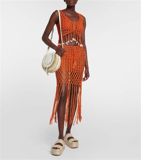 Embellished Crochet Crop Top In Orange Anna Kosturova Mytheresa