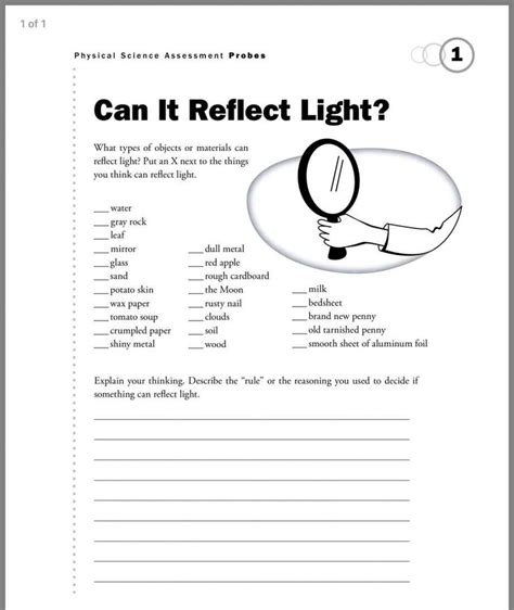 Light Reflection Worksheet Class 10