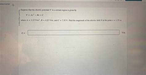 Solved Suppose That The Electric Potential V In A Certain