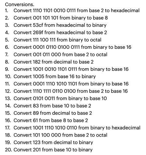 Solved Conversions 1 Convert 1110 1101 0010 0111 From Base 2 To