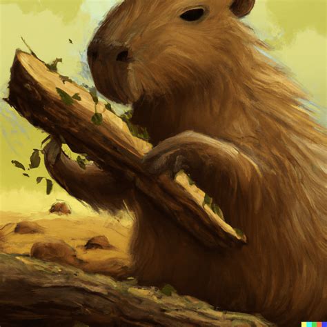 Capybara Having A 11th Birthday Party Eating Tree Bark Digital Art