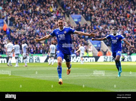 Leicester Citys Timothy Castagne Celebrates Scoring Their Sides