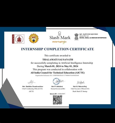 Slashmark Aicte Startupindia Sai Sanath Thalamati