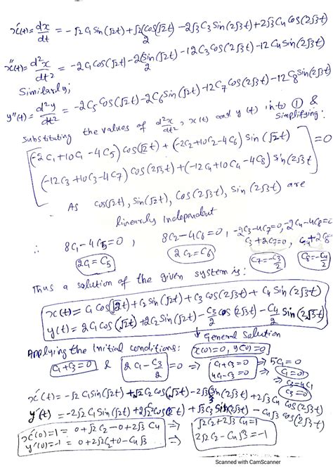 Solution 4 6 And 3 12 System Of Linear Odes With Constant Coefficients