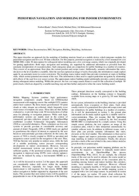 Pdf Pedestrian Navigation And Modeling For Indoor Environments