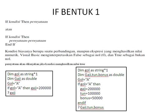 Contoh Bentuk If Pada Vb Belajar Vb Dan Vb Net