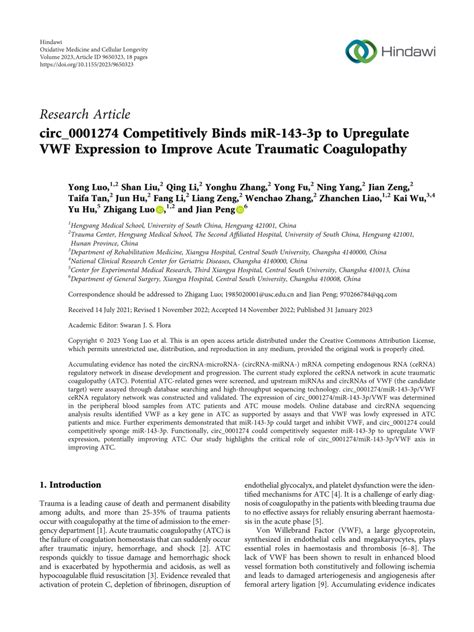 PDF Circ 0001274 Competitively Binds MiR 143 3p To Upregulate VWF