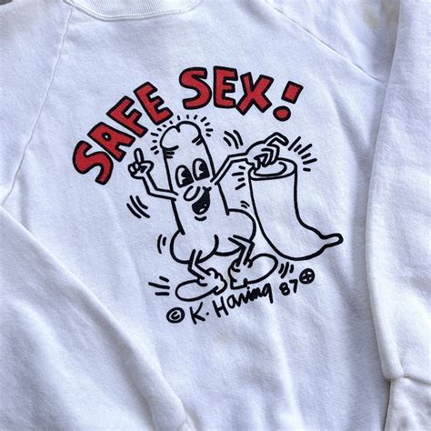 Vintage Keith Haring Safe Sex 1987 Crewneck Sweater Very Rare M