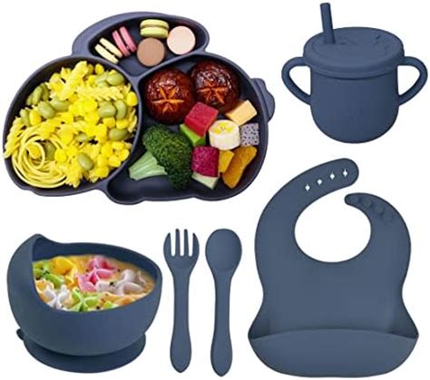 Coffret Repas Bebe Lot de 6 Pièces avec Assiettes Ventouse pour Bébé
