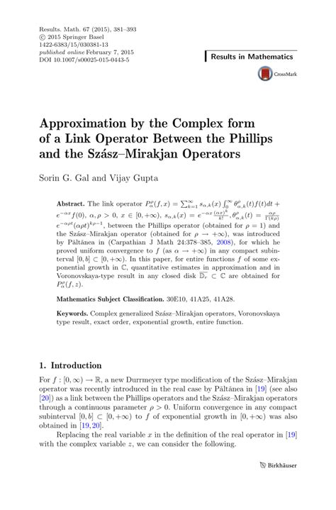 Pdf Approximation By The Complex Form Of A Link Operator Between The Phillips And The Szász