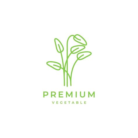 Premium Vector Water Spinach Plant Vegetables Growth Fresh Line Minimal Logo Design Vector