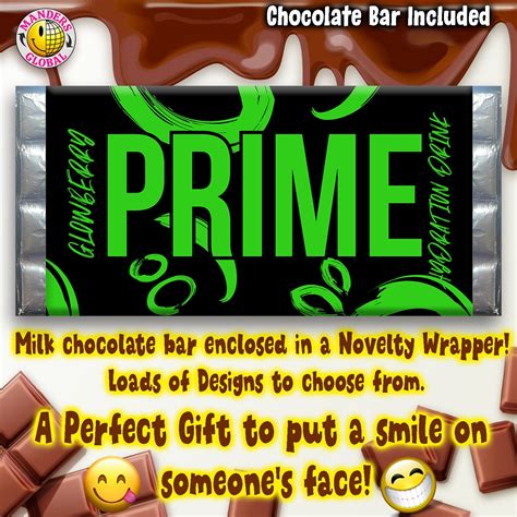 Prime Glowberry Novelty Wrapper Chocolate Bar Etsy Uk